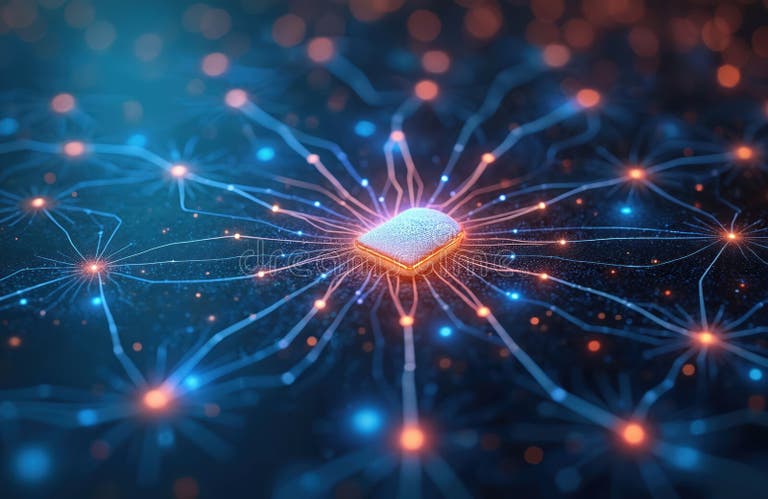 Abstract Tech Illustration of Network Security Protocols. Lines Connect ...