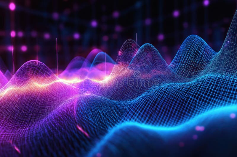 Abstract Tech Illustration Shows Colorful Sound Waves. Dynamic ...