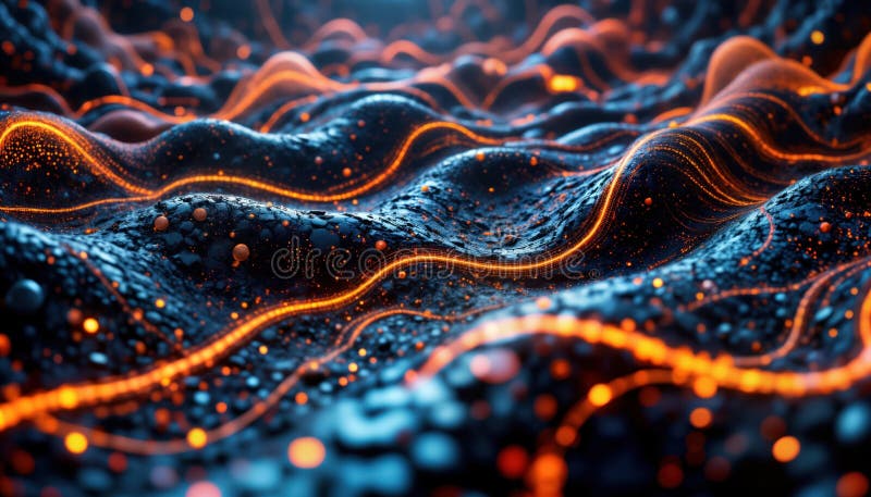 Abstract Tech Illustration Shows Data Flow Patterns. Dynamic Energy ...
