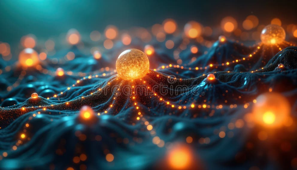 Abstract Tech Illustration Shows Glowing AI Neural Network ...