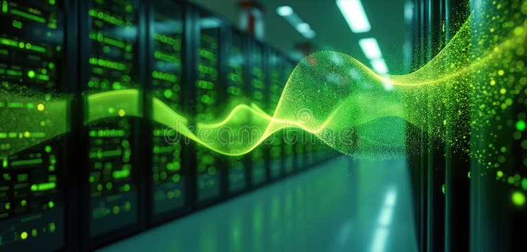 Abstract Tech Image Showcases Data Processing, Green Digital Wave in ...