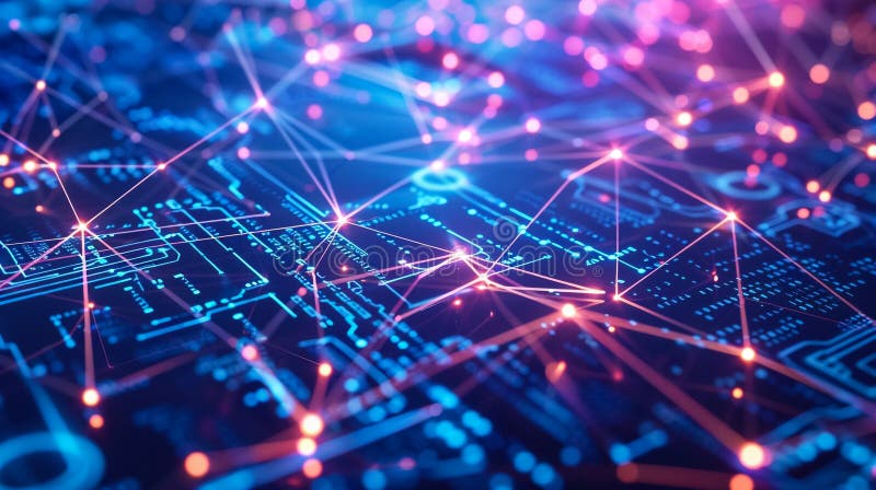 Abstract Tech Network Background with Interconnected Nodes and Data ...