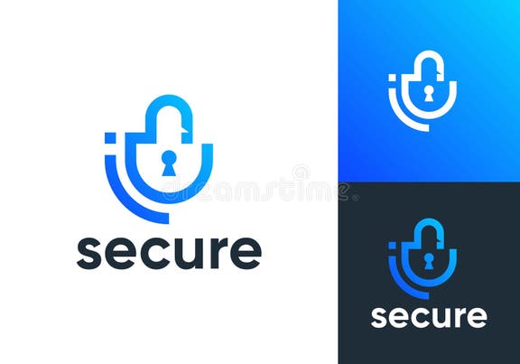 Abstract Tech Padlock Logo. Simple Keyhole Security Digital Pixel Icon ...