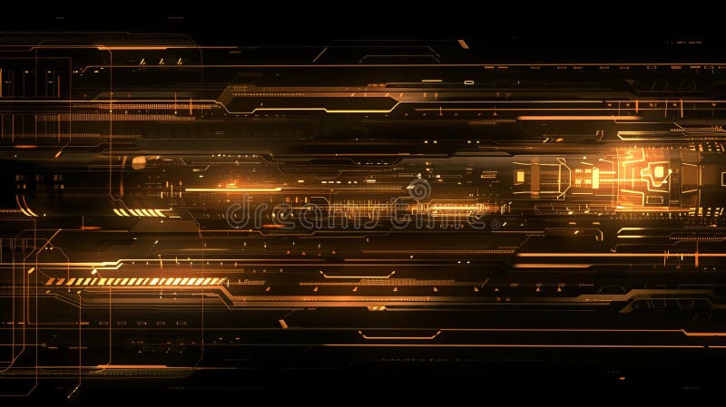 Abstract Tech Panel with Glowing Lines, Data Streams and Circuit Board ...