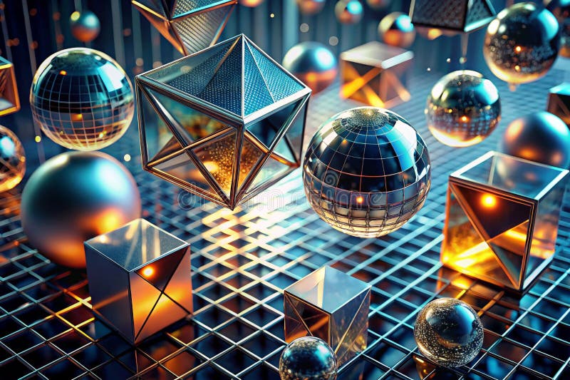 Abstract Tech Shapes Geometric Shapes. Generative AI Stock Illustration ...