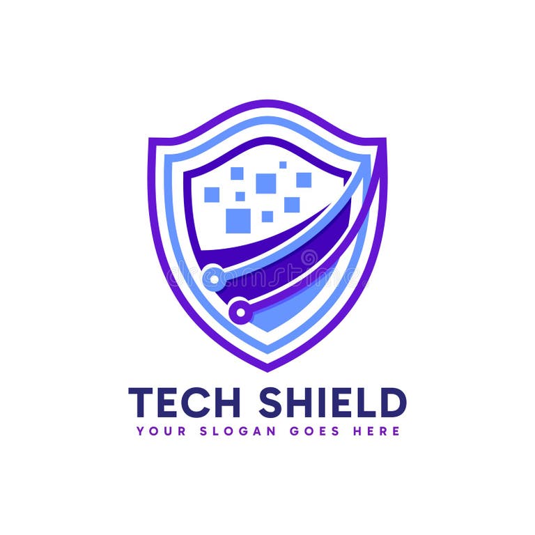 Abstract Tech Shield Logo Design. Tech Digital Element Combined with ...