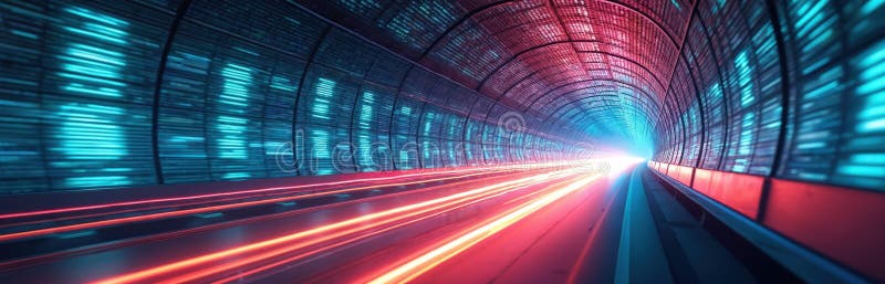 Abstract Tech Tunnel of Digital Binary Code Data. Visualisation of Data ...