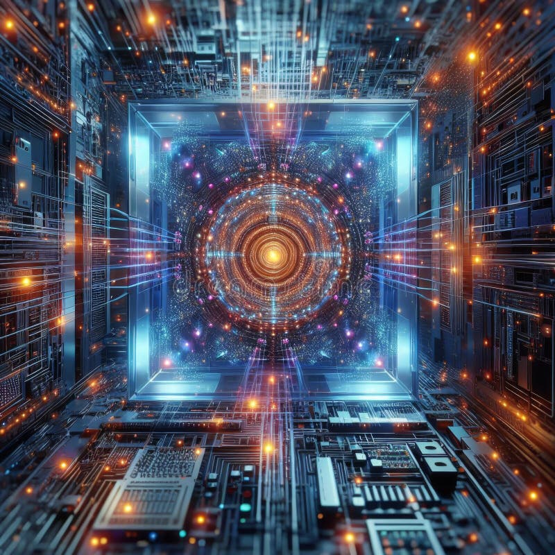 Abstract Tech Tunnel Visualization Stock Illustration - Illustration of energy, conceptual ...