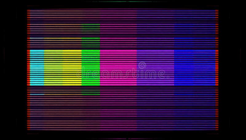 Abstract Tech Visual. Glitching Colorful Stripes on Black Background ...
