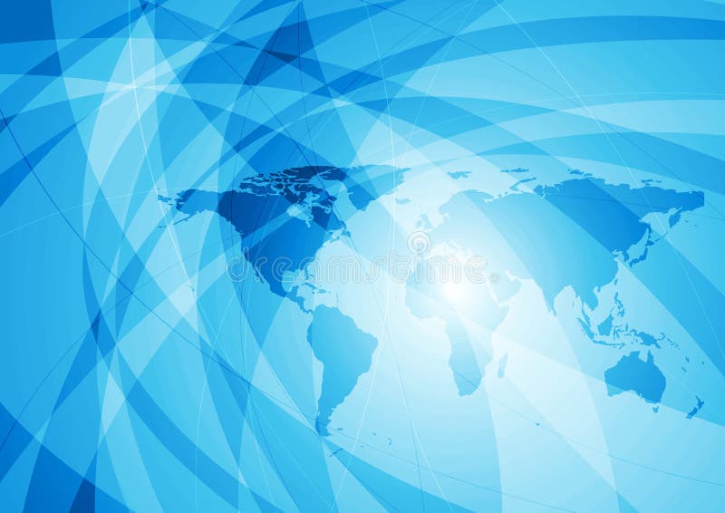 Abstract Tech Wavy Background with Earth Map Stock Vector ...