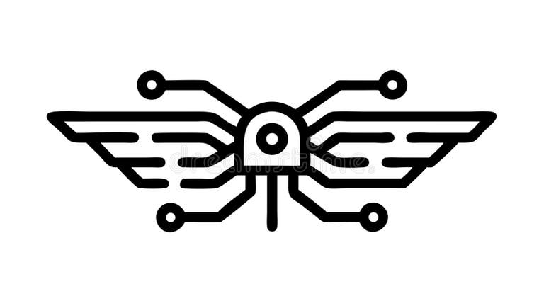 Abstract Tech Wings with Central Node, Vector Design Generative AI ...