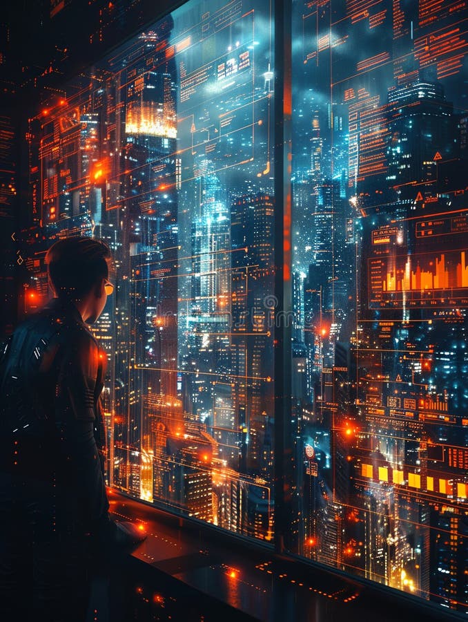 Abstract Tech Workspace with Digital Screens and Creatives Thinking ...