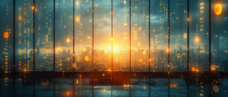 Abstract Tech Workspace with Digital Screens and Creatives Thinking ...