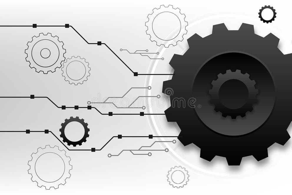 Abstract Technical Background Cogs Gear Wheel and Circuit, Hi-tech ...