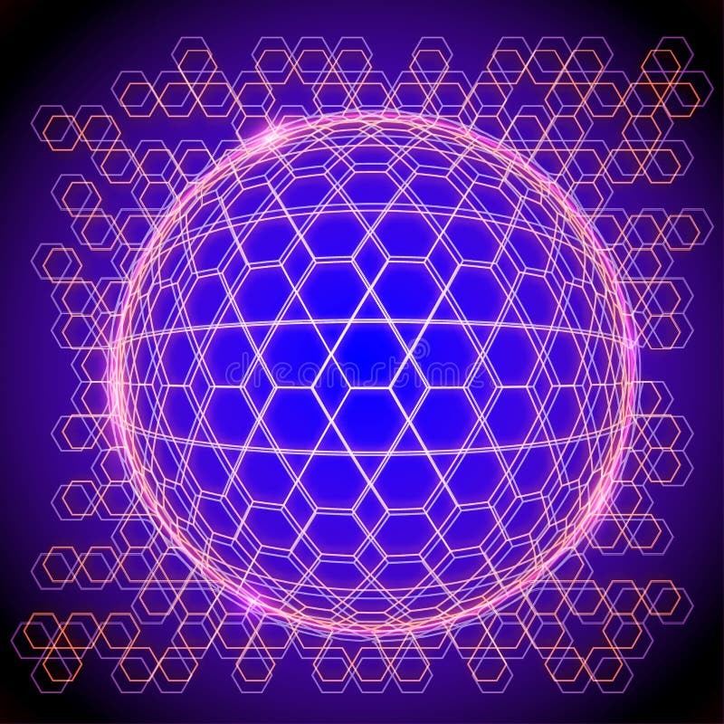 Abstract Technical Background .Neon Sphere, Future . Stock Illustration ...