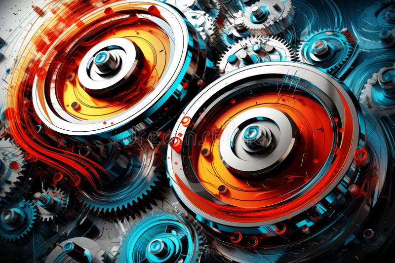 Abstract Technical Drawing Featuring Interconnected Cylinders and ...