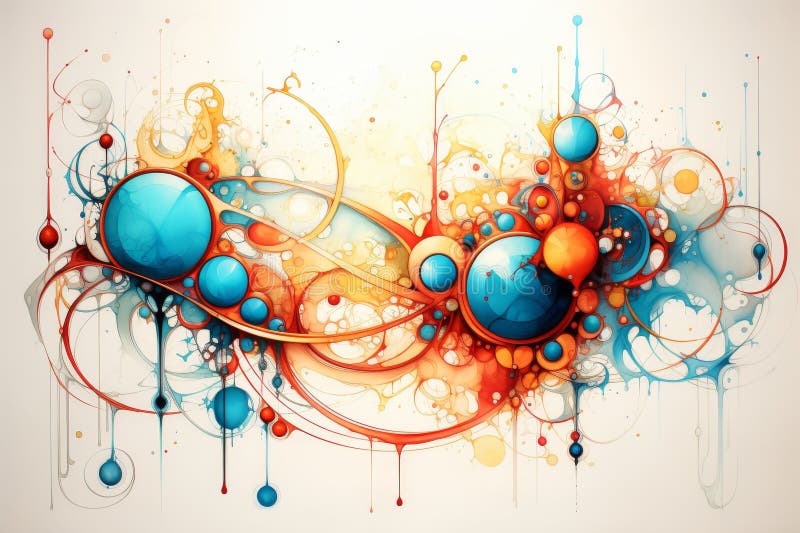 Abstract Technical Drawings Featuring Bright Curves and Connected ...