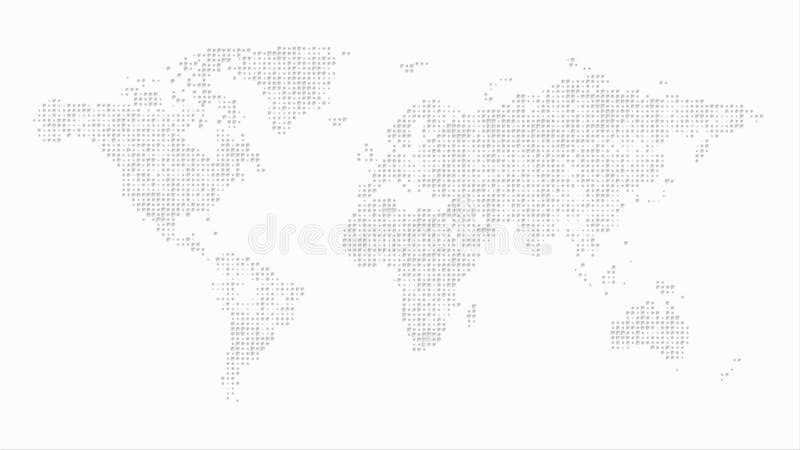 Abstract Technical Map of the World from Blinking White Cubes. White ...