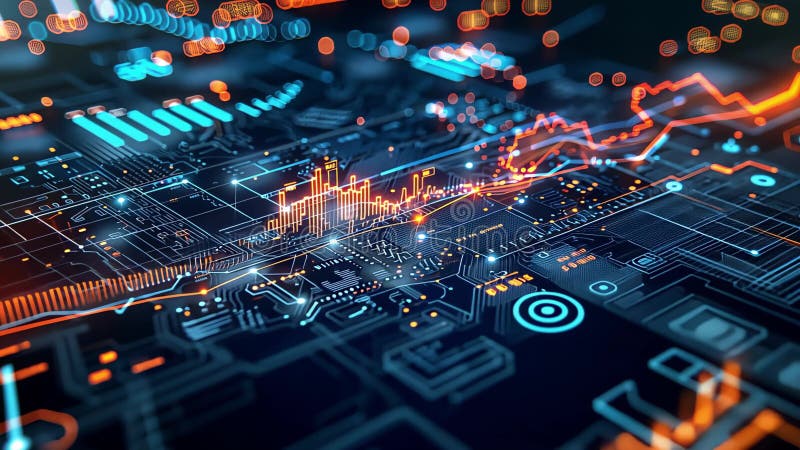 Abstract Techno Background with Graphs. Futuristic Digital Interface Bg ...