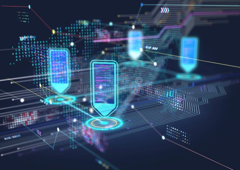 Abstract Techno Background. Stock Illustration - Illustration of binary ...