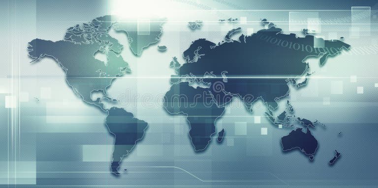 Abstract Techno Backgrounds with Earth Map Stock Illustration ...