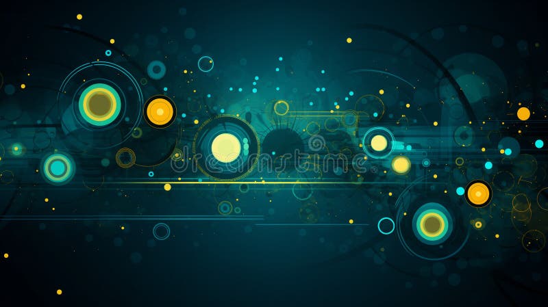 Abstract Techno Circles, Neon Yellow and Blue, Futuristic Tech ...