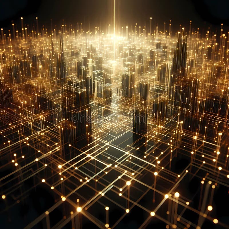 An Abstract Techno Neon Background in Gold Stock Photo - Image of ...