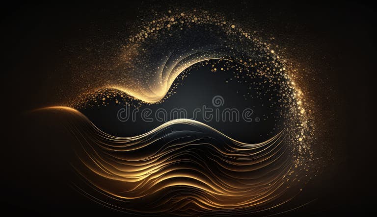Abstract Techno Shiny Waves with Moving Lines and Shining Particles ...
