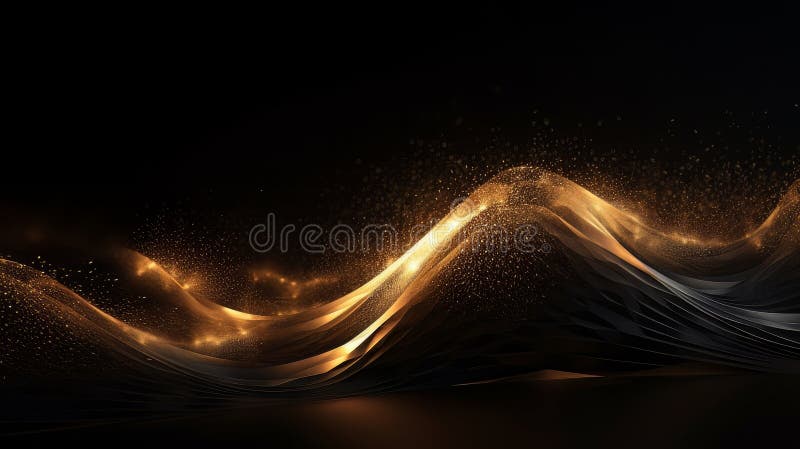 Abstract Techno Shiny Waves with Moving Lines and Shining Particles ...