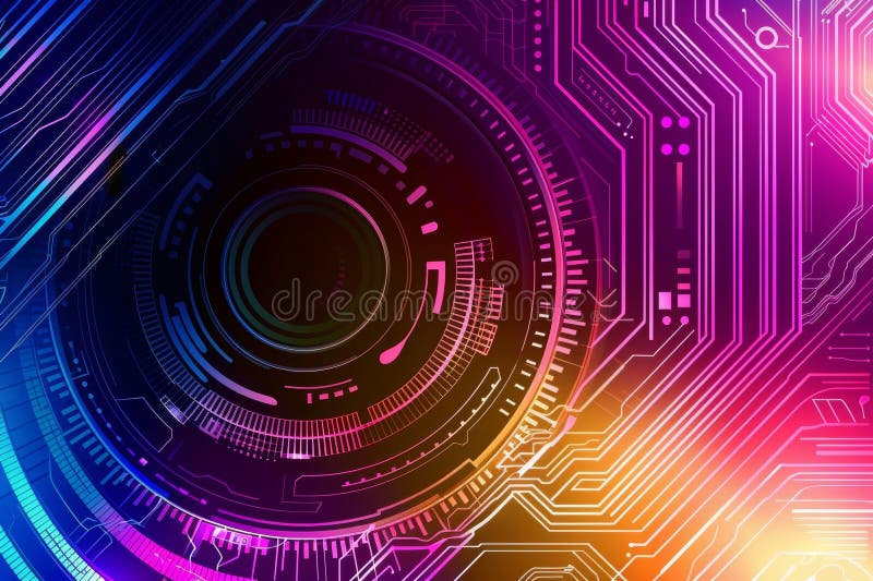 Abstract Technological Background with Dynamic Digital Elements and ...