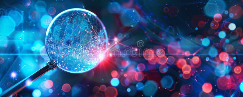 Abstract Technological Background with Magnifying Glass Symbol Stock ...