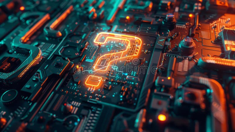 Abstract Technological Background with Question Mark Symbol Stock ...