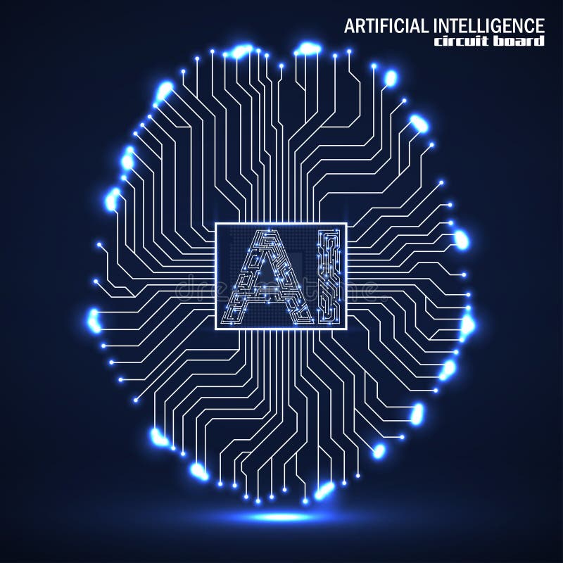 Abstract Technological Brain with Artificial Intelligence. Neon Circuit ... Abstract Technological Brain with Artificial Intelligence. Neon Circuit ...