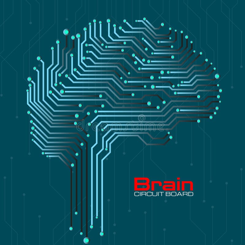 Abstract Technological Brain with Circuit Board Stock Vector ...