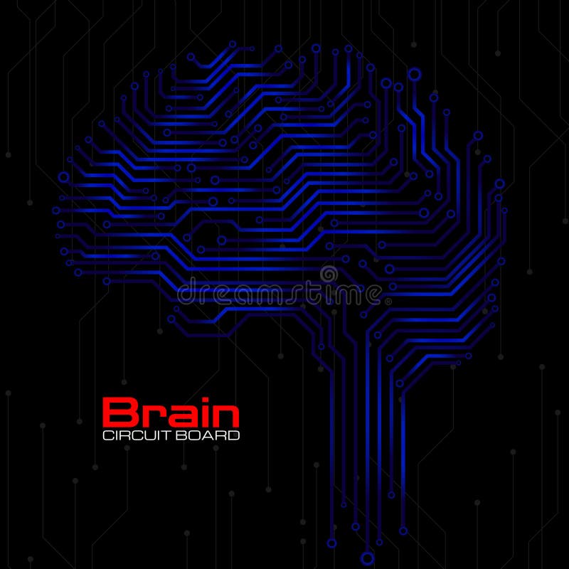 Abstract Technological Brain with Circuit Board. Vector Stock Vector ...