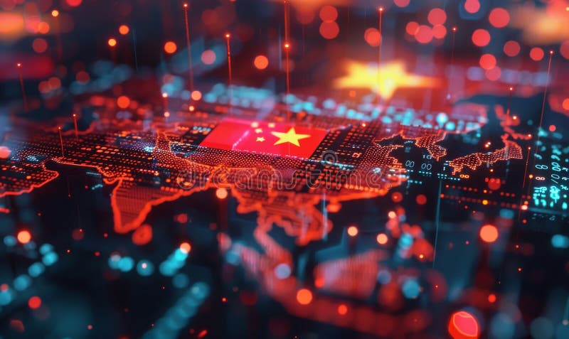 Abstract Technological China Flag, Template Background Stock ...