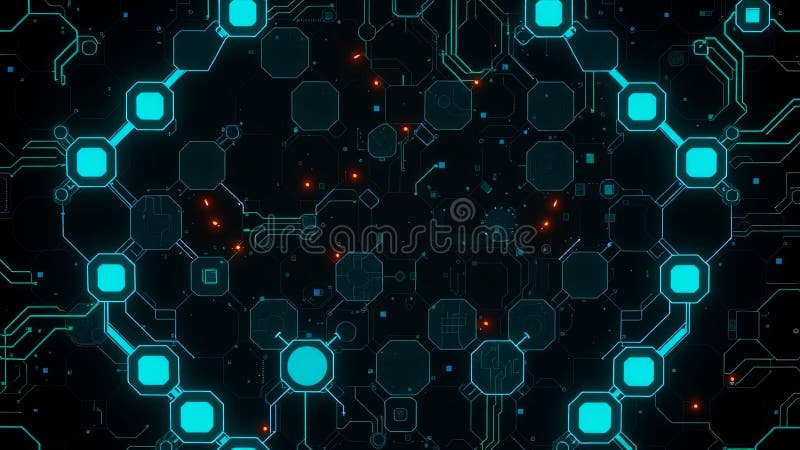 Futuristic Blue Technology stock illustration. Illustration of grid ...