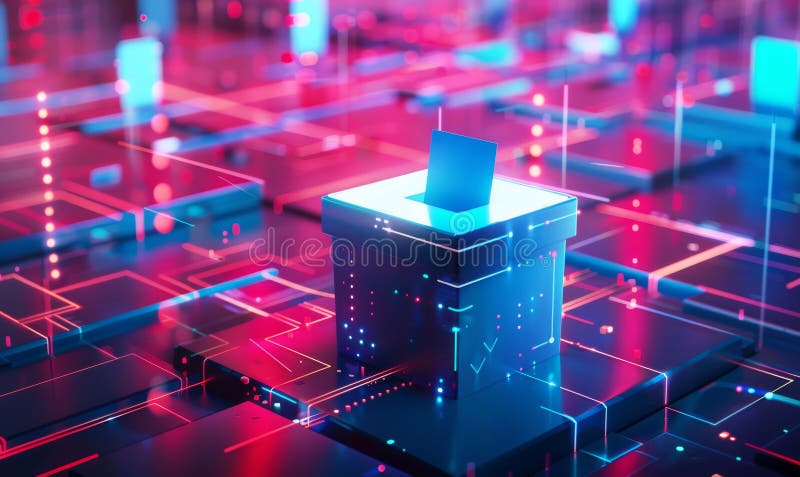 Abstract Technological Digital USA Flag, Ballot Box, Template ...