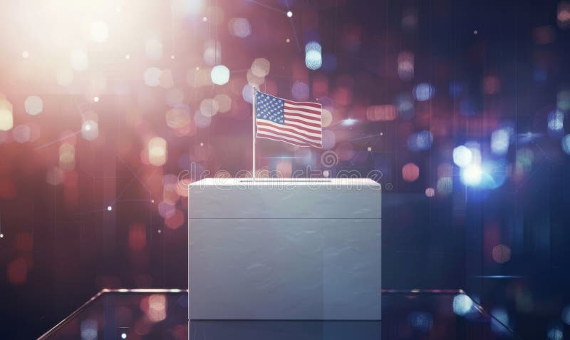 Abstract Technological Digital USA Flag, Ballot Box, Template ...