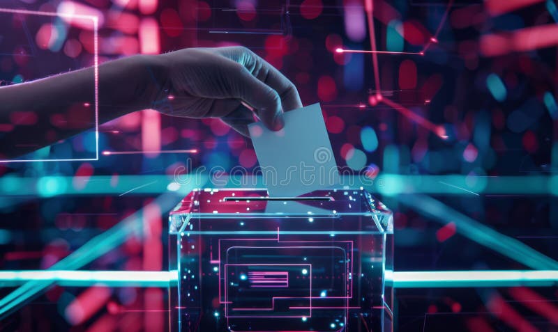 Abstract Technological Digital USA Flag, Ballot Box, Template ...