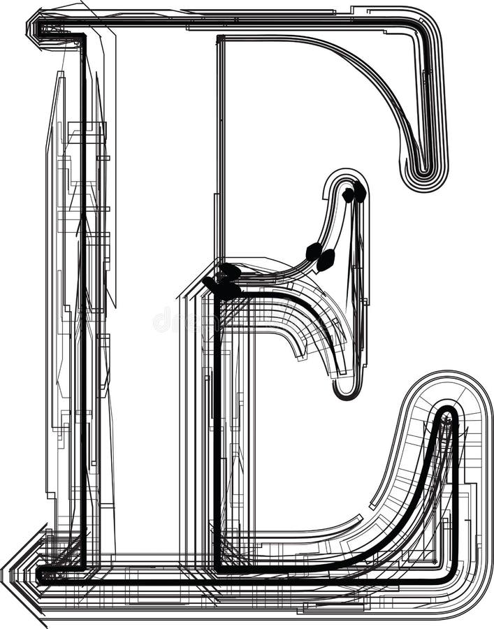 Technological Font. LETTER E Stock Vector - Illustration of monogram ...