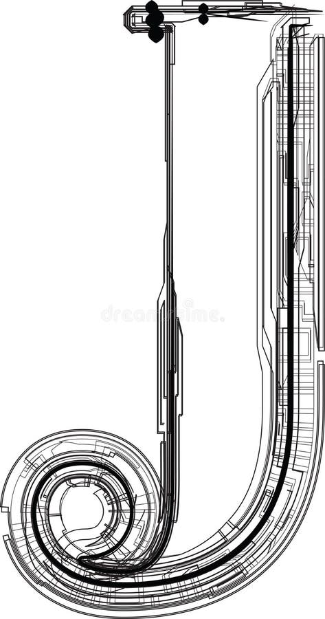 Technological Font. LETTER J Stock Vector - Illustration of rough ...