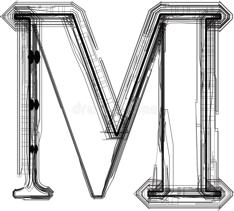 Technological Font. LETTER M Stock Vector - Illustration of isolated ...