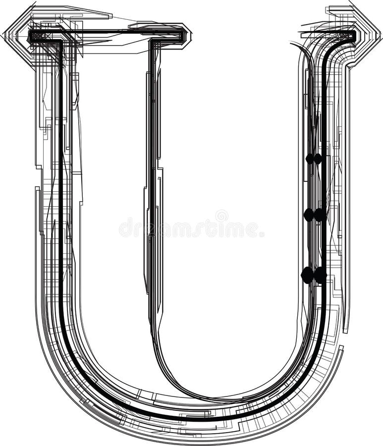 Technological Font. LETTER U Stock Vector - Illustration of doodle ...
