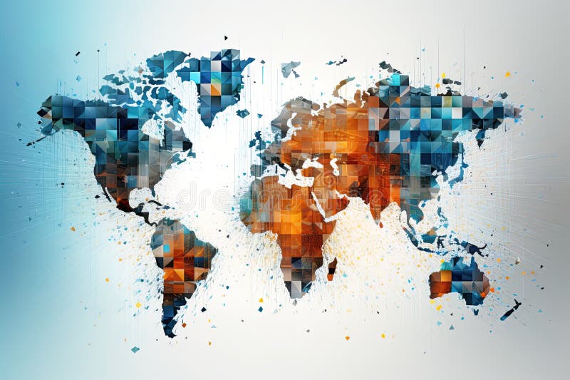 Abstract Technological Geographic Map. Planet Earth. Global ...