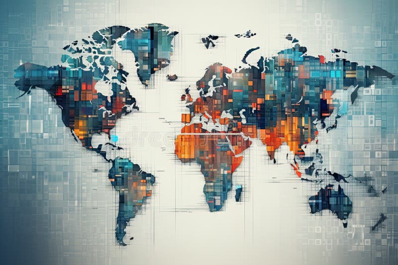 Abstract Technological Geographic Map. Planet Earth. Global ...