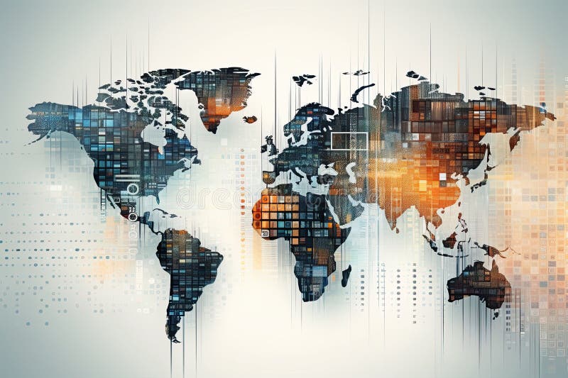 Abstract Technological Geographic Map. Planet Earth. Global ...