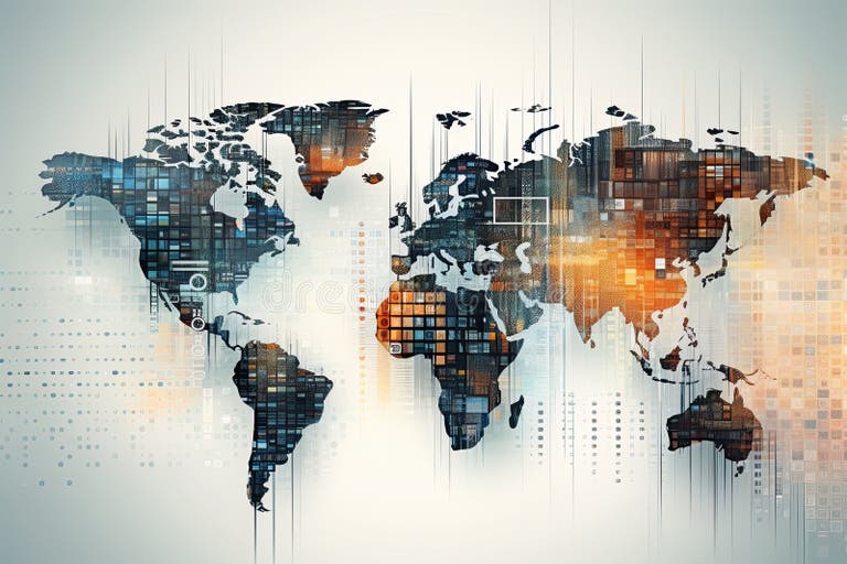 Abstract Technological Geographic Map. Planet Earth. Global ...