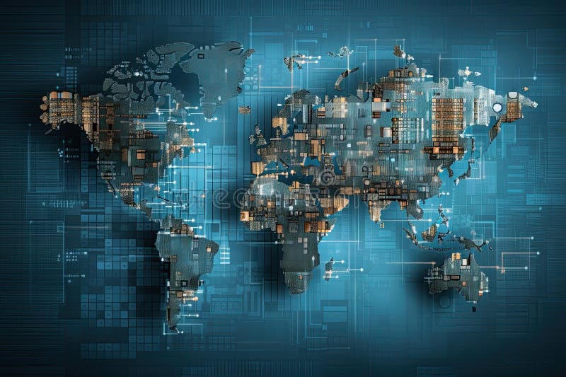 Abstract Technological Geographic Map. Planet Earth. Global ...