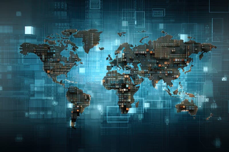 Abstract Technological Geographic Map. Planet Earth. Global ...